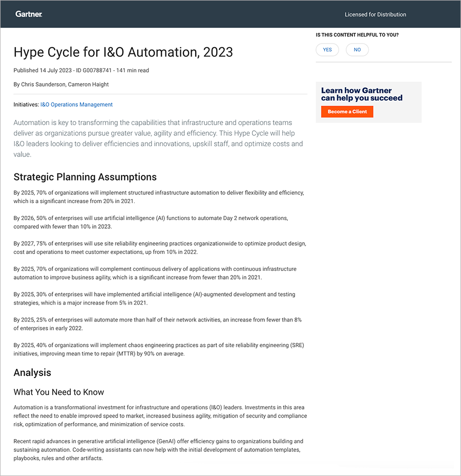 2023 Hype Cycle For Iando Automation Gartner Report