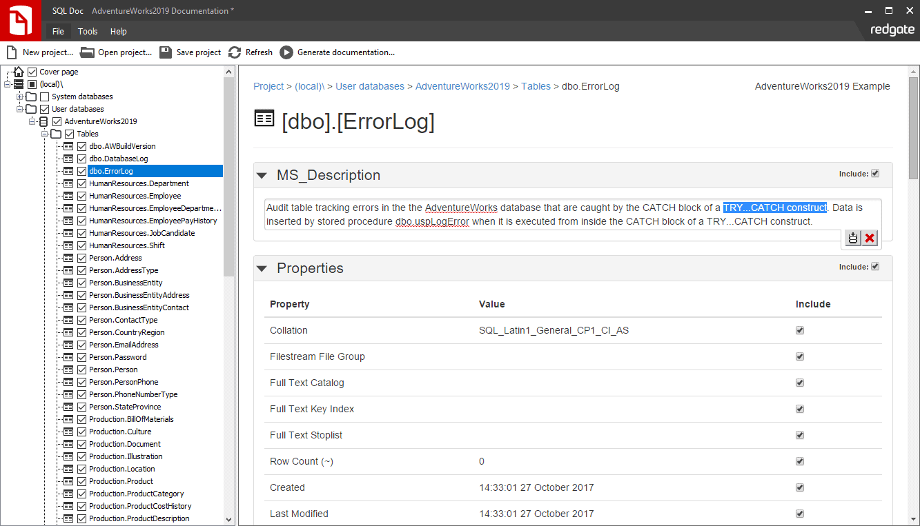 Database Documentation Generator For Sql Server Sql Doc 2809