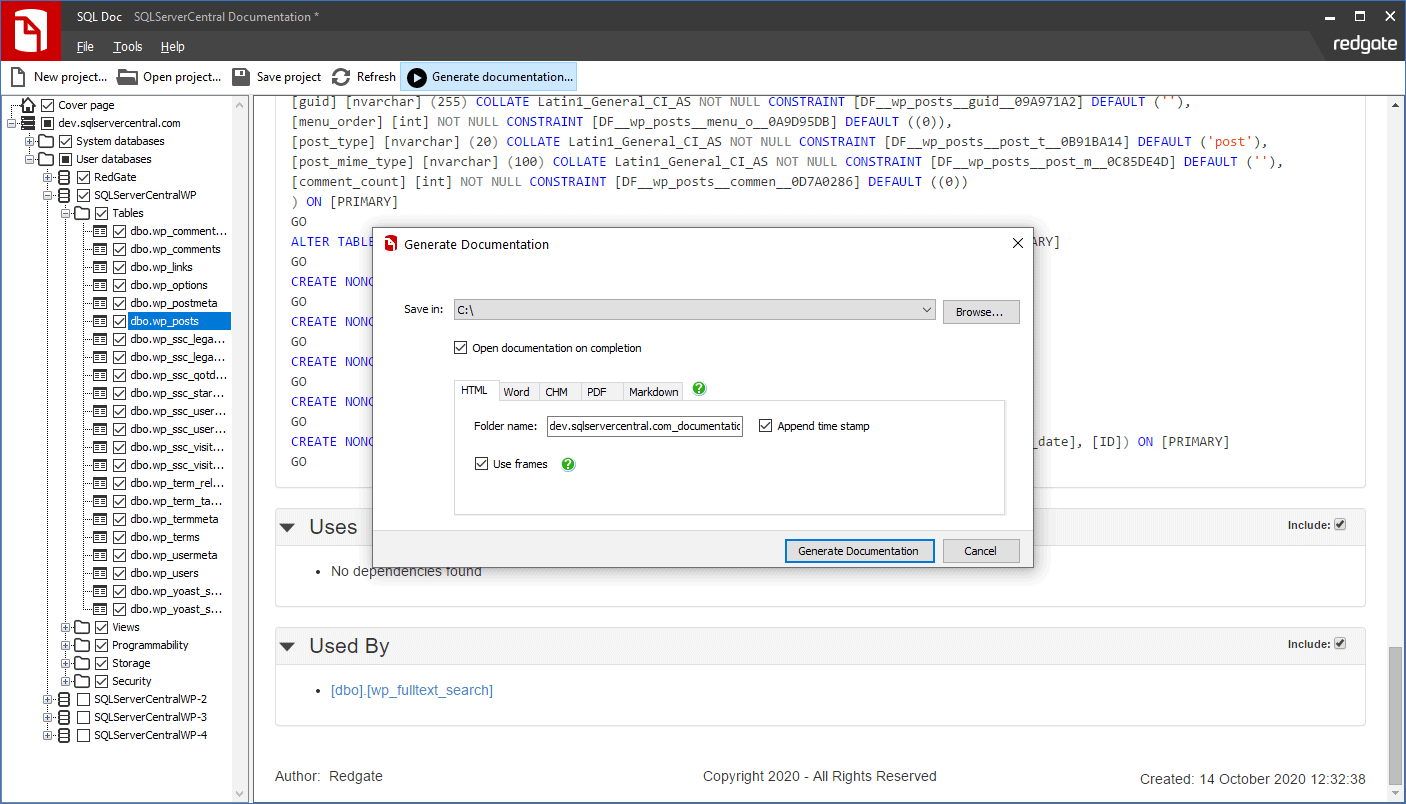 Database Documentation Generator For Sql Server Sql Doc 4433